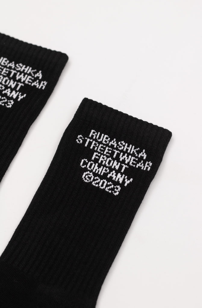 RUBASHKA STREETWEAR FRONT COMPANY SOCKS BLACK – Rubashka
